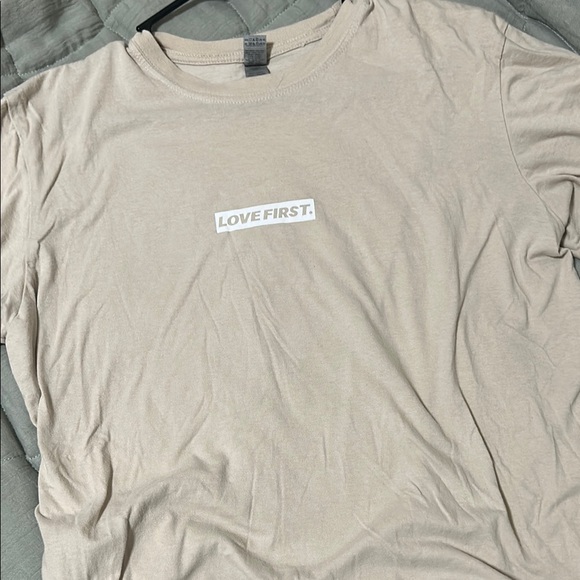 Tops | Love First Beige Tshirt | Poshmark